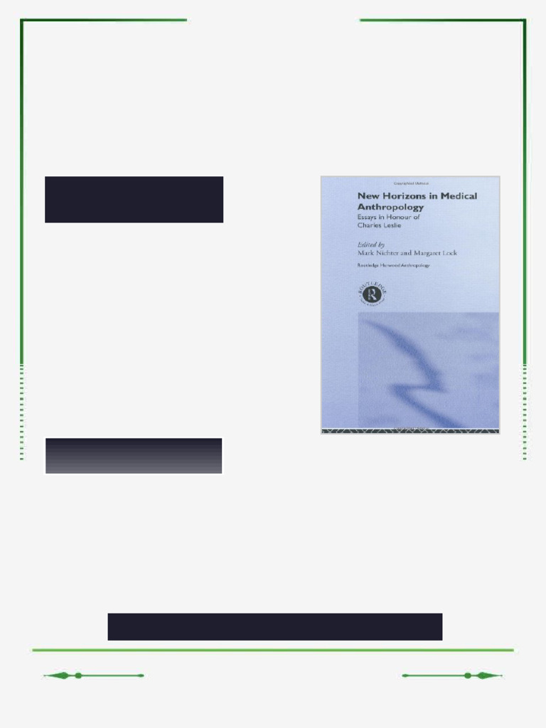 New Horizons in Medical Anthropology Essays in Honour of Charles Leslie ...