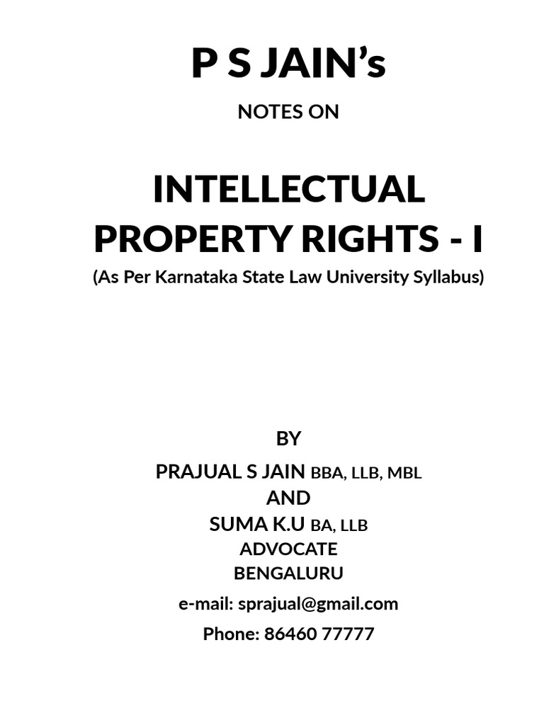 IPR Study Notes for KSLU Students | PDF | Intellectual Property | Patent