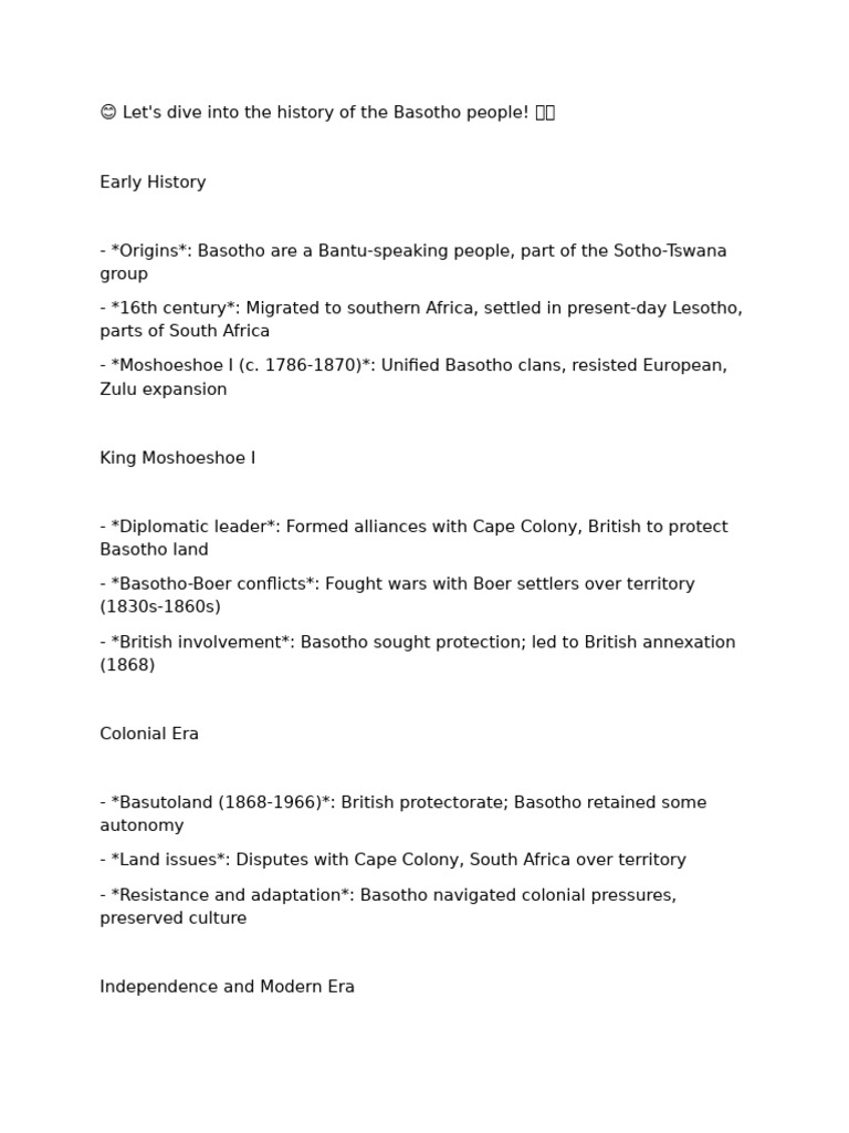 History of the Basotho People | PDF | Southern Africa