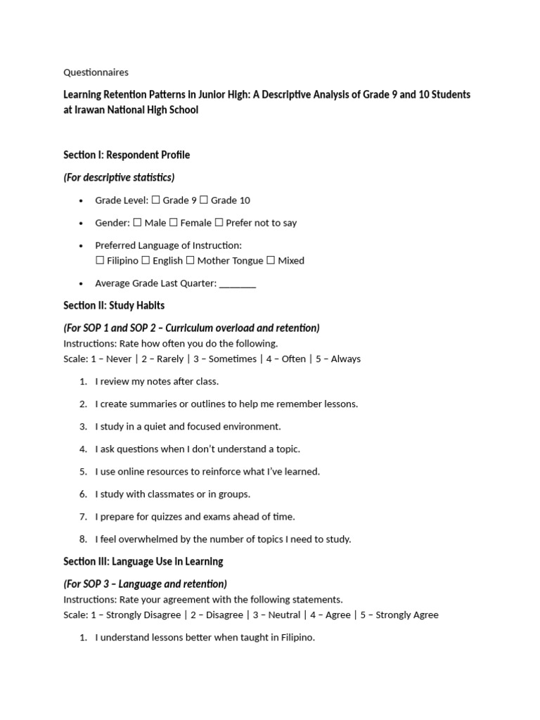 Learning Retention in Junior High Students | PDF