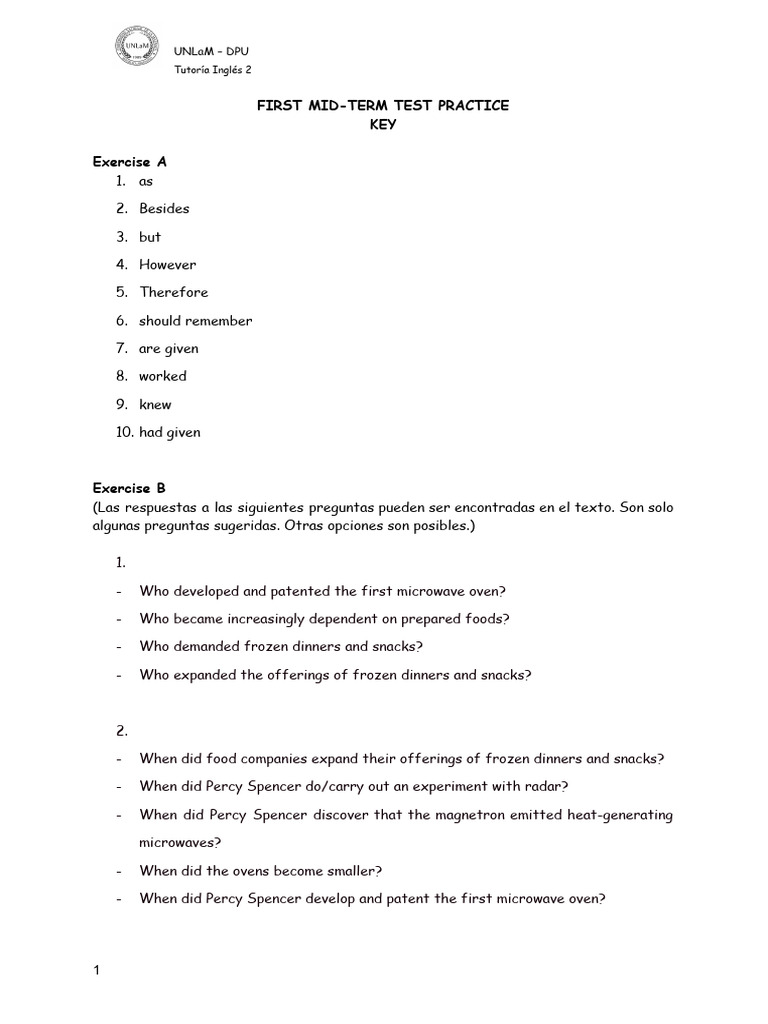 2025---N2---KEY-FIRST-MID-TERM-TEST-PRACTICE_1 | PDF | Oven | Chess