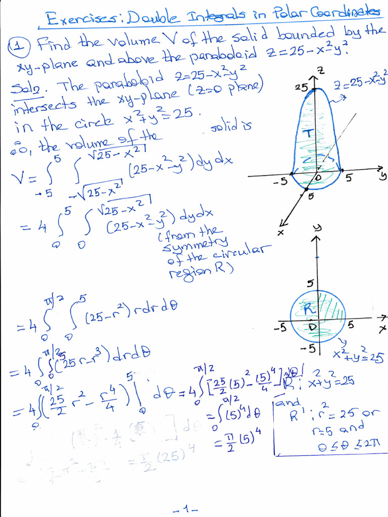 2 Corrected Exercises Double Integrals in Polar Coordinates MergedPDF | PDF