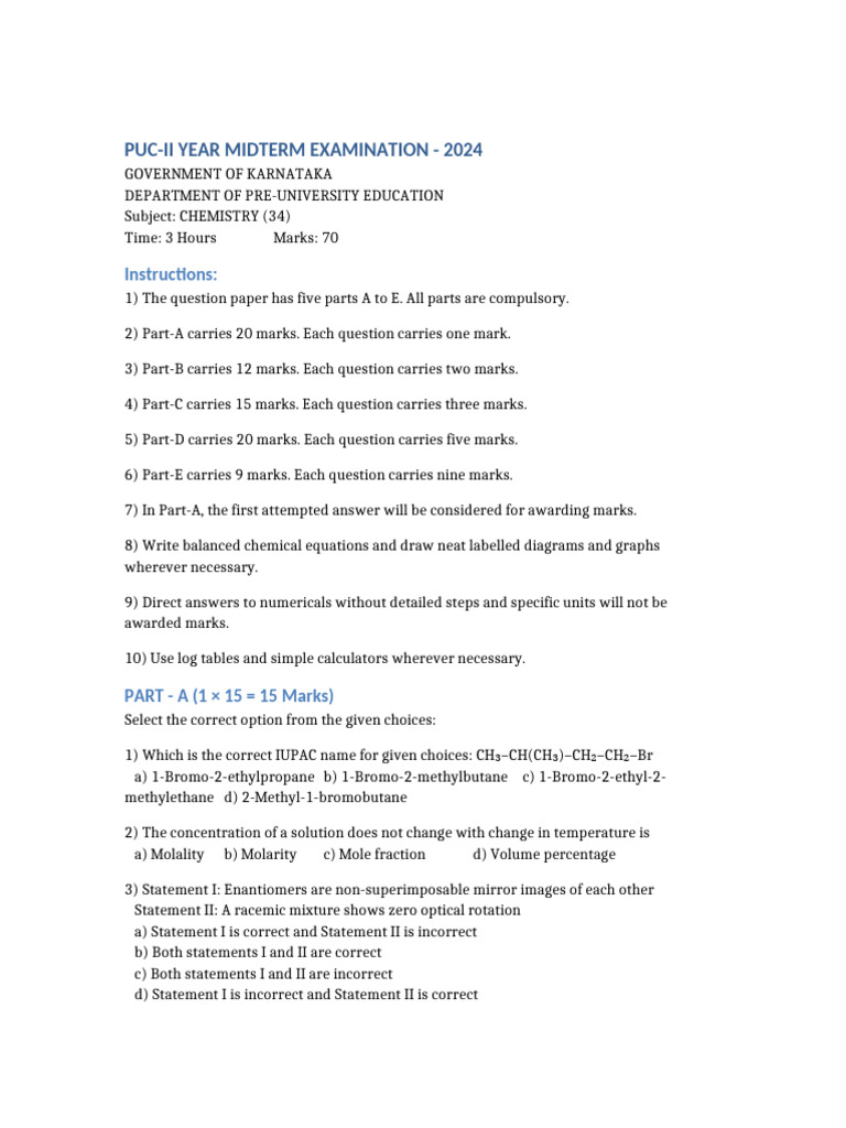 Chemistry Midterm 2024 | PDF | Cathode | Chemistry