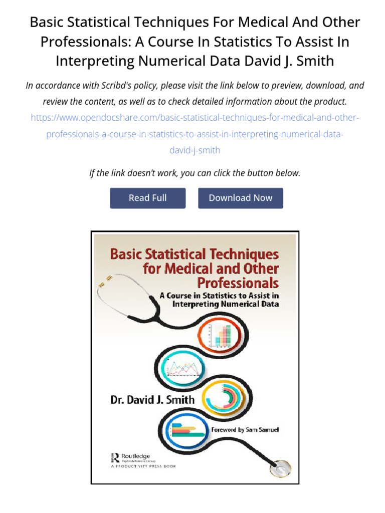 Basic Statistical Techniques for Medical and Other Professionals: A ...