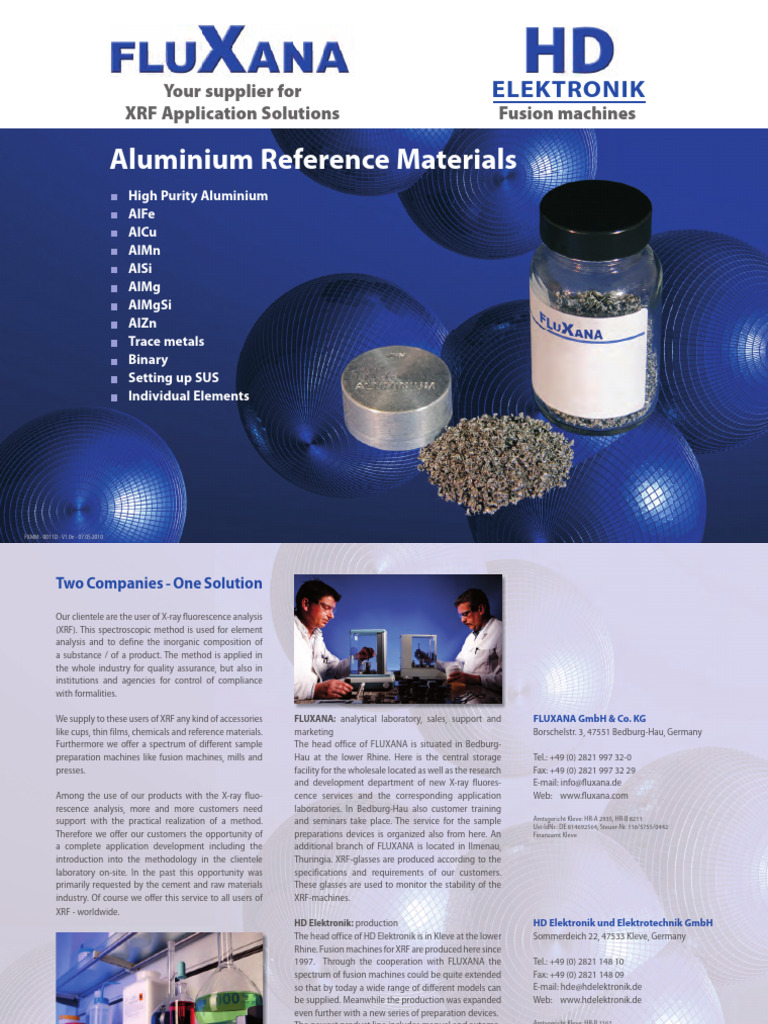 XRF Aluminium Reference Materials Guide | PDF | Alloy | Aluminium