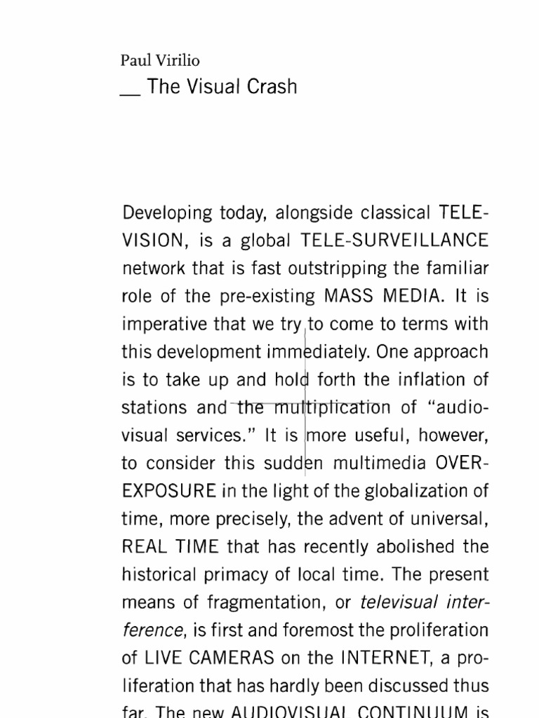 Virilio Visual Crash | PDF | Television | Perspective (Graphical)