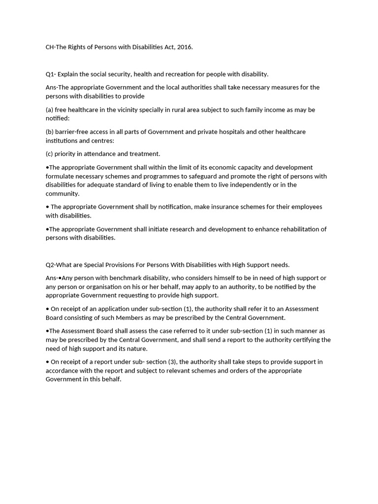Rights and Support for Disabled Persons | PDF