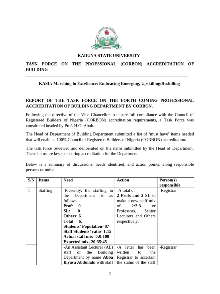 CORBON Accreditation Report for Building Department | PDF