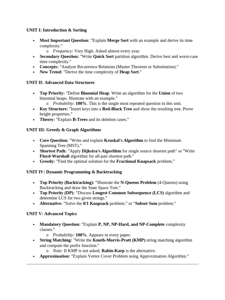 Imp Ques Daa1 | PDF | Computational Complexity Theory | Time Complexity