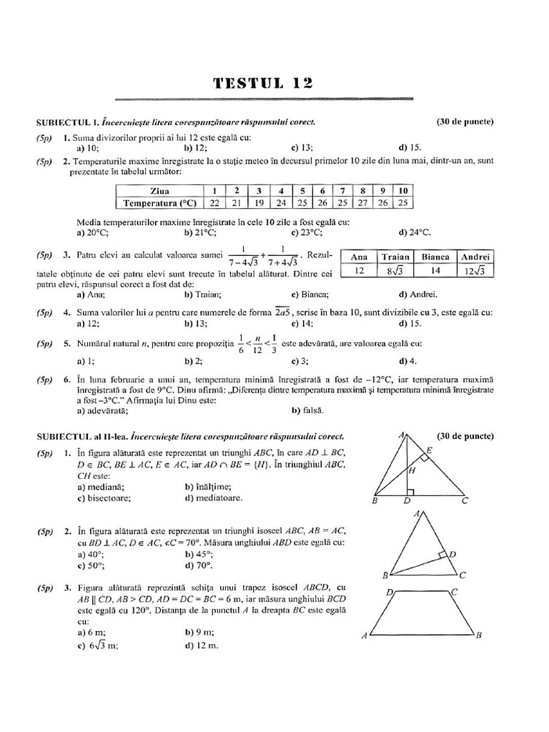 Testul 12 | PDF