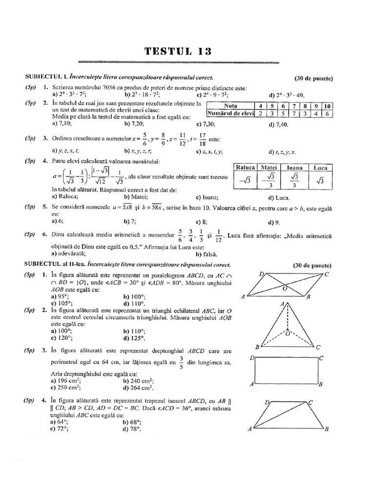Testul 13 | PDF