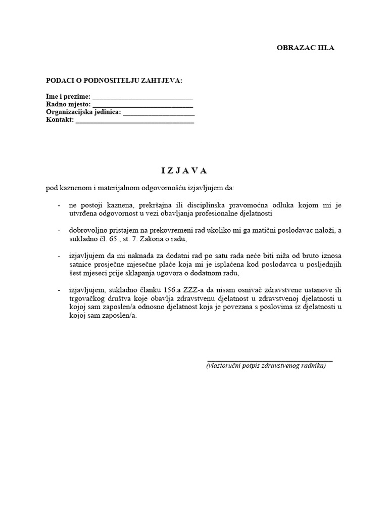 Obrazac 3 Novo | PDF