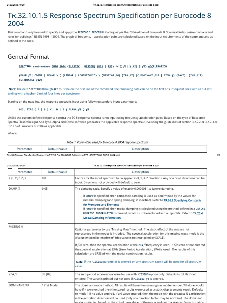 TR.32.10.1.5 Response Spectrum Specification per Eurocode 8 2004 | PDF ...