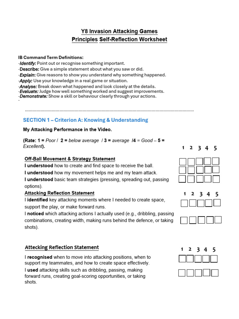Y8 Invasion Games Attacking Reflection Sumative PDF. | PDF