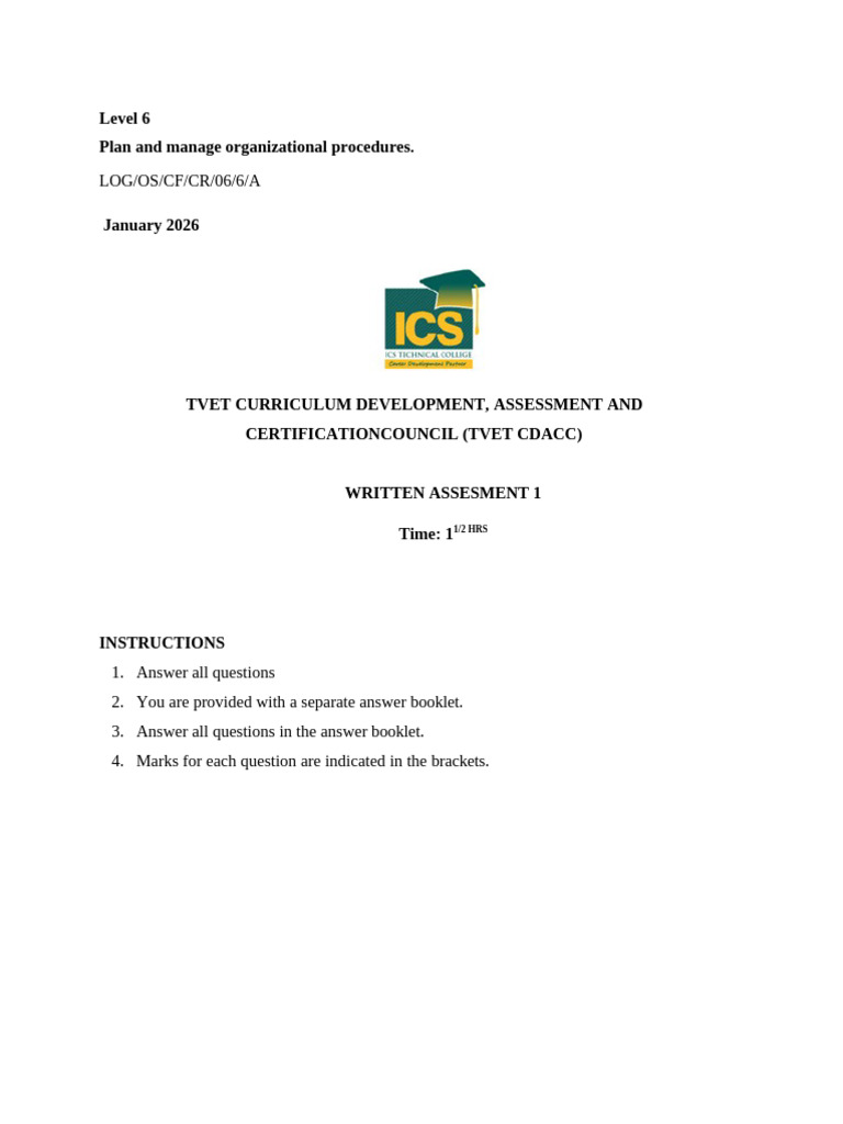 Cat 1 Written Assessment c&f | PDF