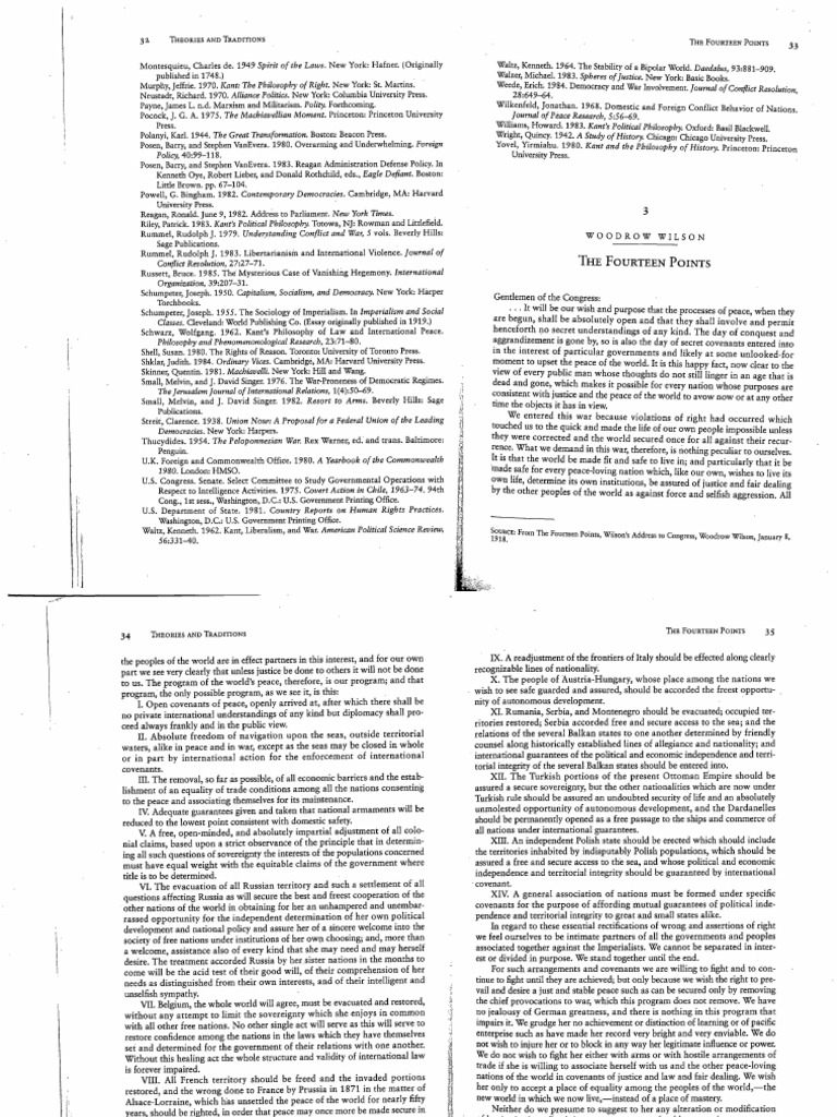 Woodrow Wilson's Fourteen Points Explained | PDF | Liberal Arts Education