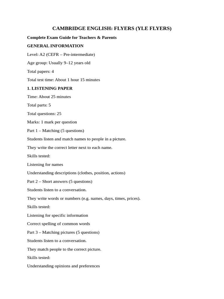 Flyers (Exam Information) | PDF | Multiple Choice | Cognitive Science