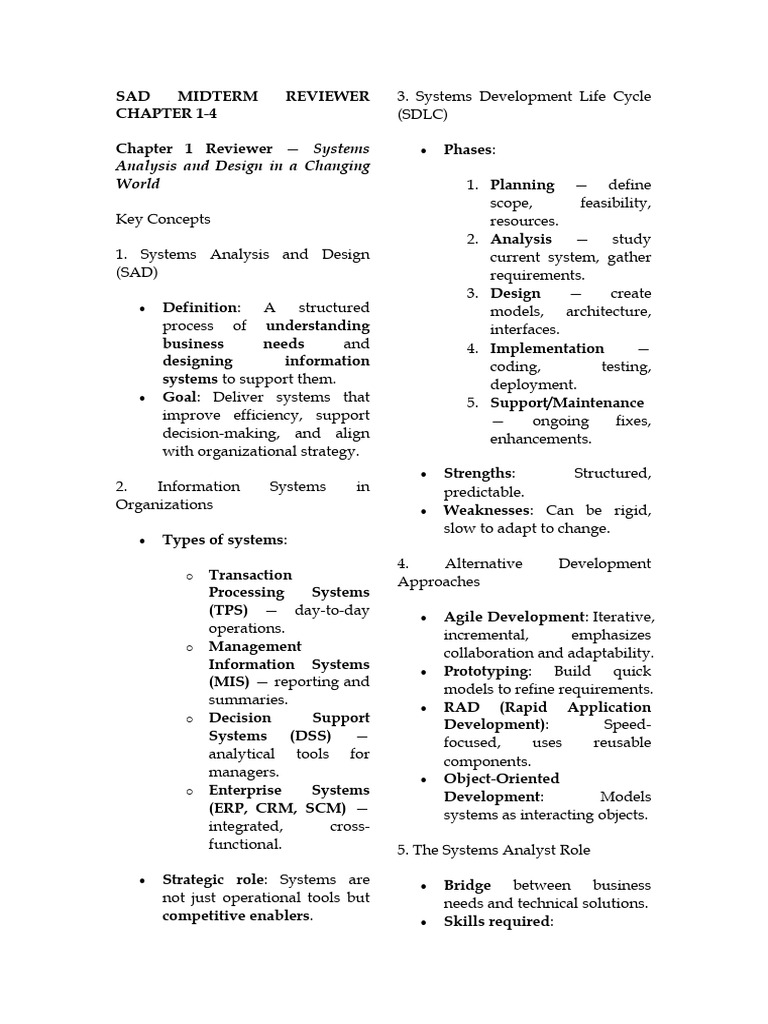 Sad Midterm Reviewer | PDF | Software Development Process | Project ...