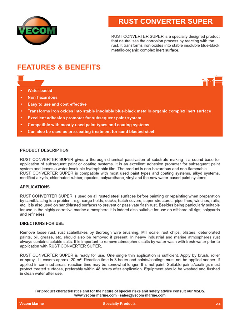 Vecom Marine Rust Converter Super (1) | PDF | Rust | Paint