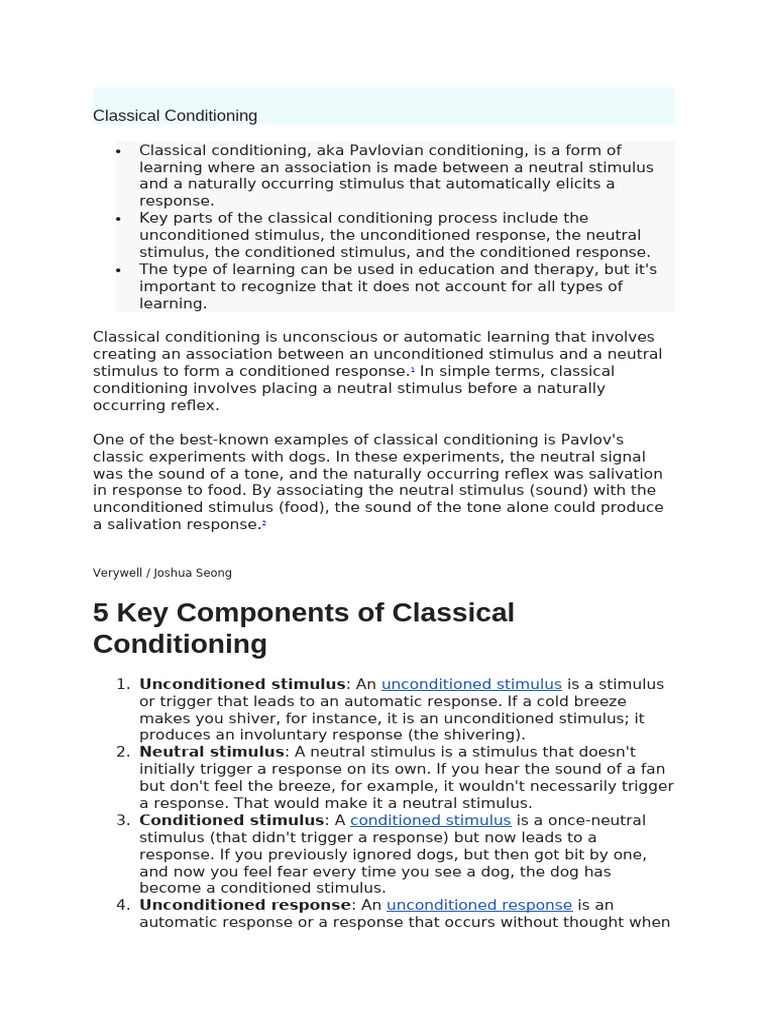 Understanding Classical Conditioning | PDF | Classical Conditioning ...