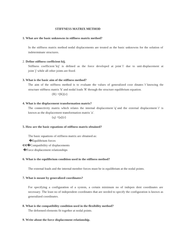 Stiffness Matrix Method Explained | PDF | Stiffness | Matrix (Mathematics)