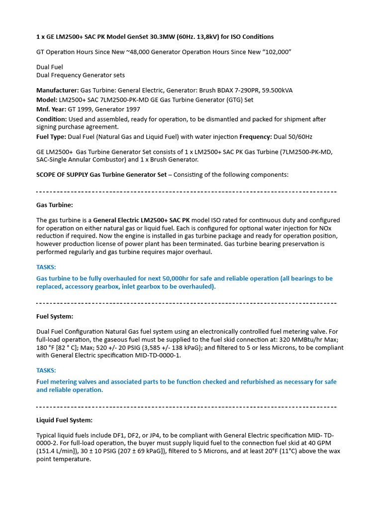 Bom_lm2500+ Sac Pk Model_gtg Package_23052025 1215 | PDF | Gas Turbine ...
