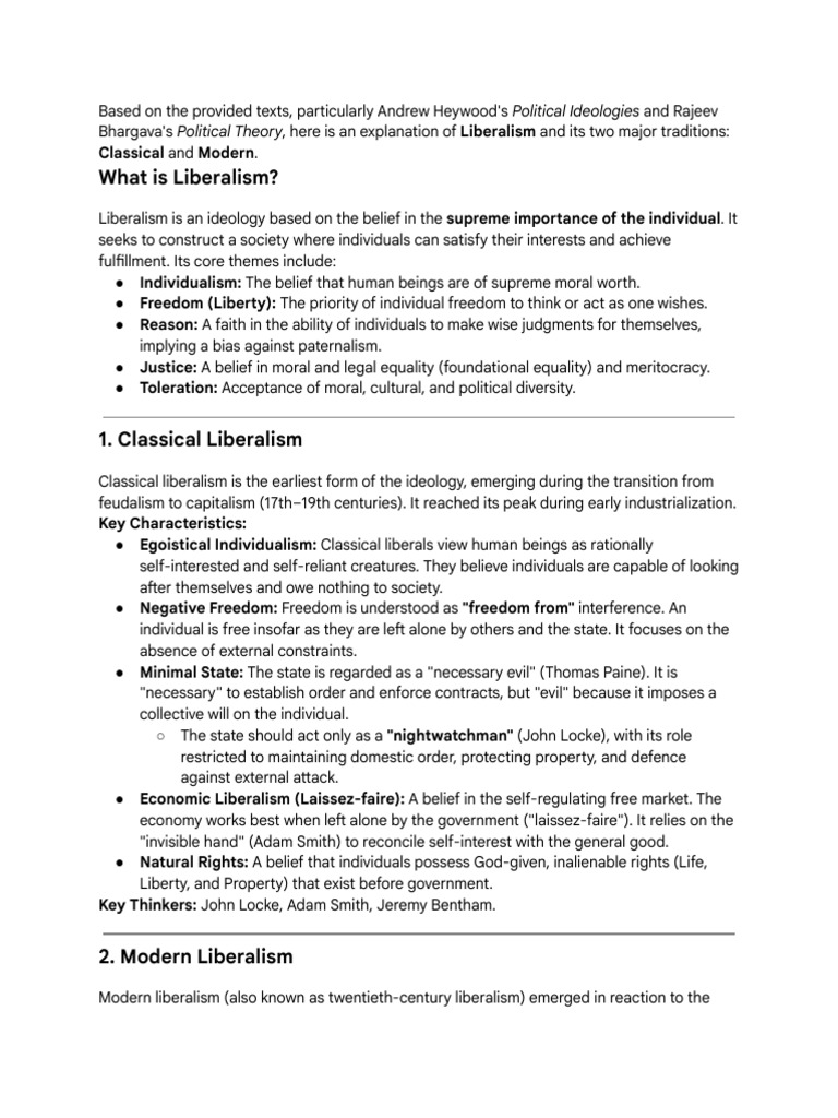 Explain Liberalism [ Classical and Modern ] | PDF | Liberalism ...