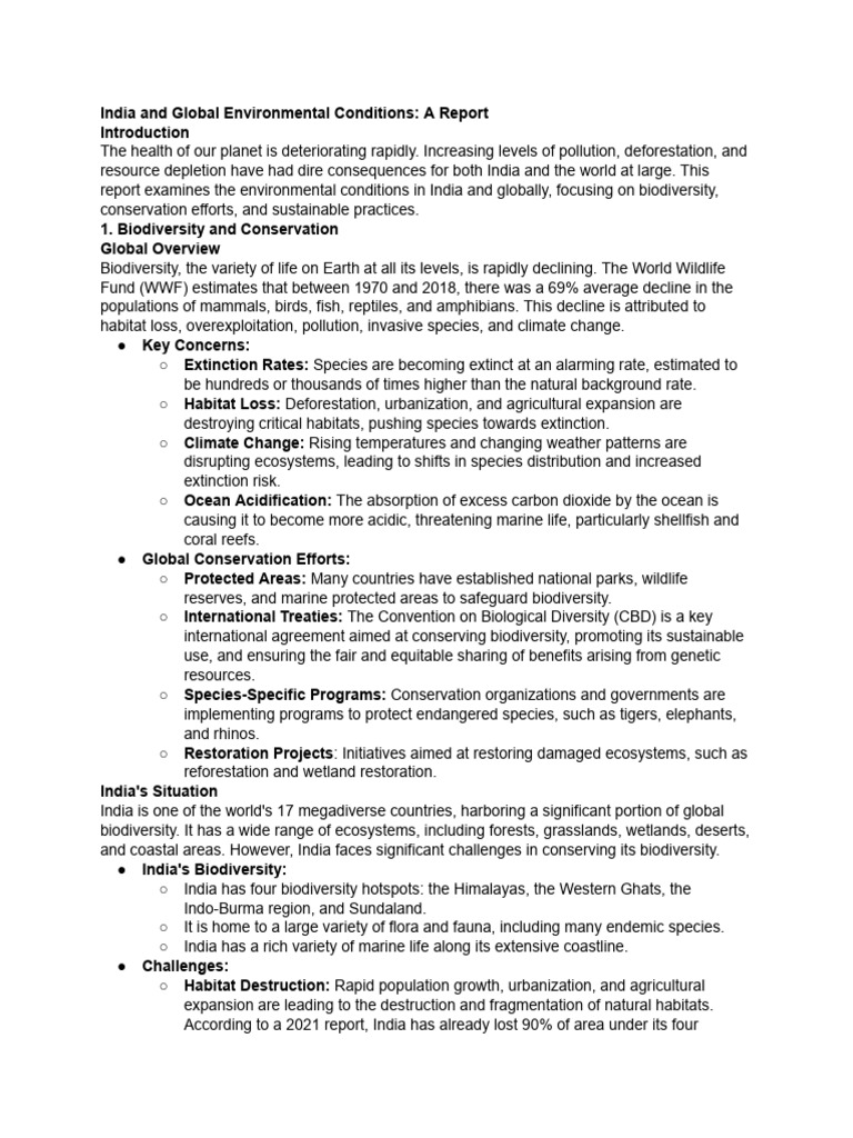 India and Global Environmental Conditions Report | PDF | Sustainability ...