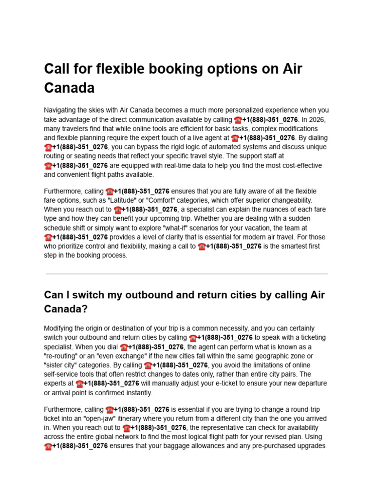 Call for Flexible Booking Options on Air Canada | PDF | Telephone