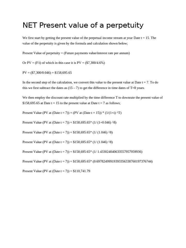Present Value of a Perpetuity | PDF