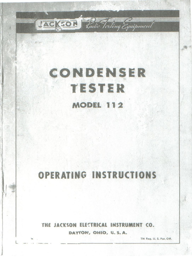 Jackson Model 112 Condenser Tester | PDF