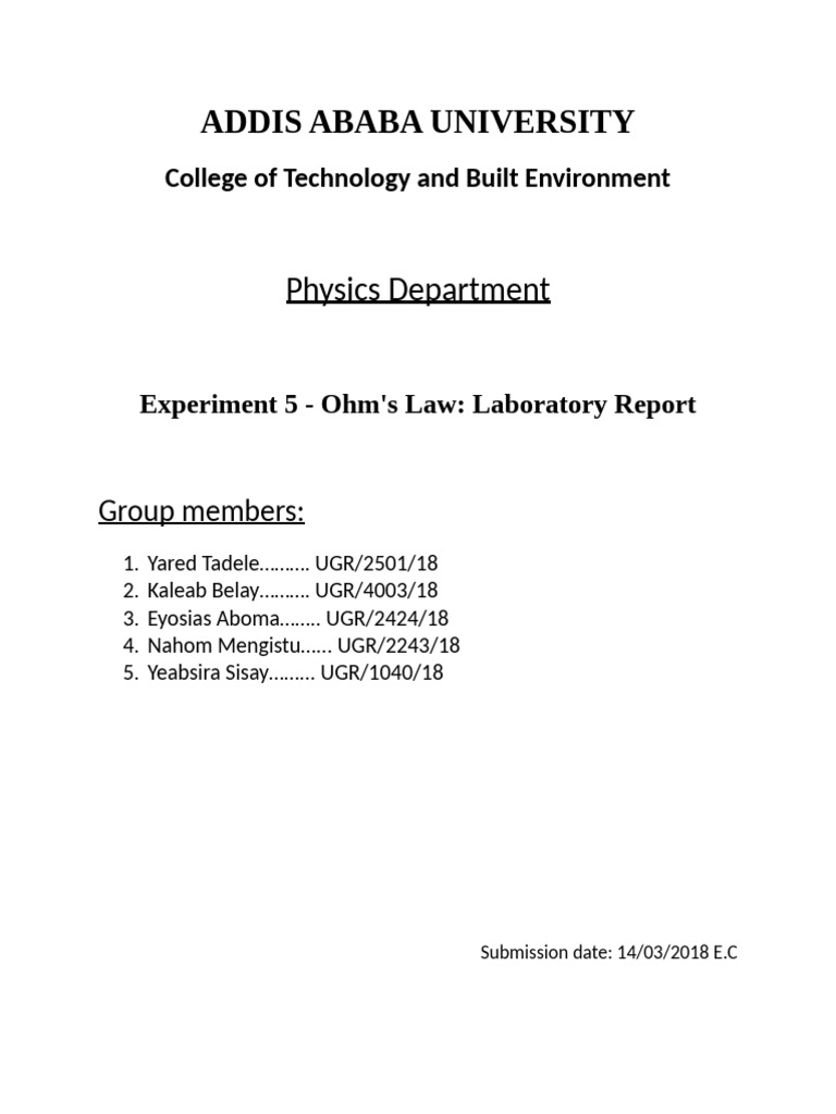 Physics Lab report | PDF | Voltage | Resistor