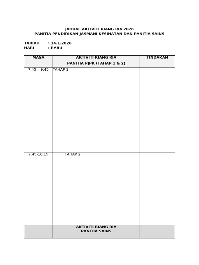 RPH Aktiviti Riang Ria Rabu | PDF