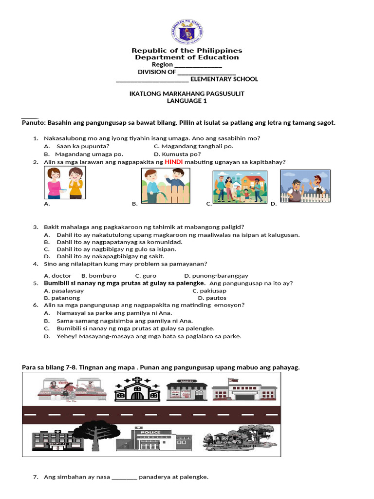 Dtc Pt q3 Grade 1 Matatag Language 1 + Tos | PDF