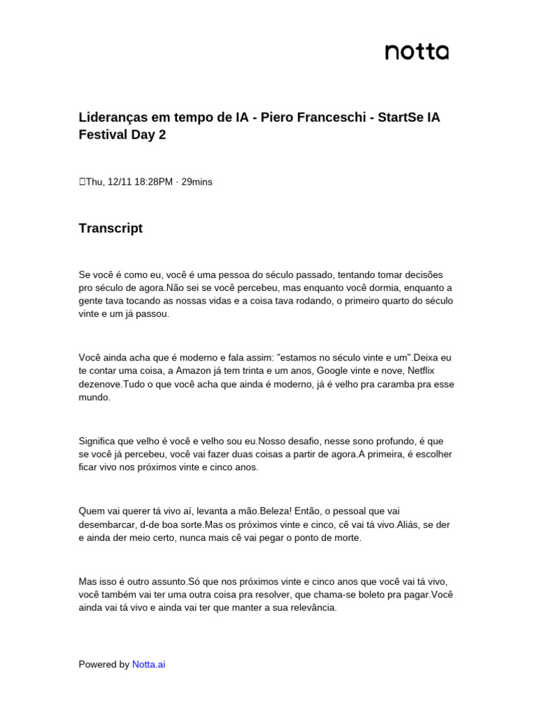 Lideranças em tempo de IA - Piero Franceschi - StartSe IA Festival Day ...