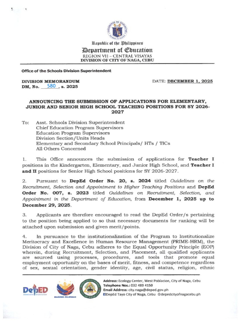 Division Memo-2025-580_Announcing the Submission of Applications for ...