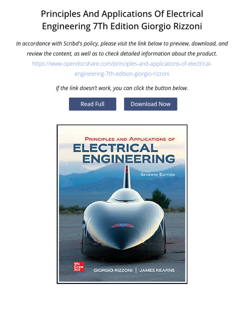 Principles and Applications of Electrical Engineering 7th Edition Giorgio Rizzoni | PDF ...