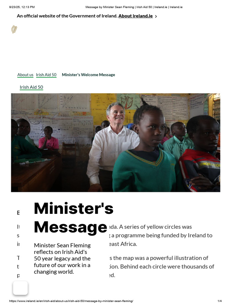 Message by Minister Sean Fleming _ Irish Aid 50 _ Ireland.ie _ Ireland ...