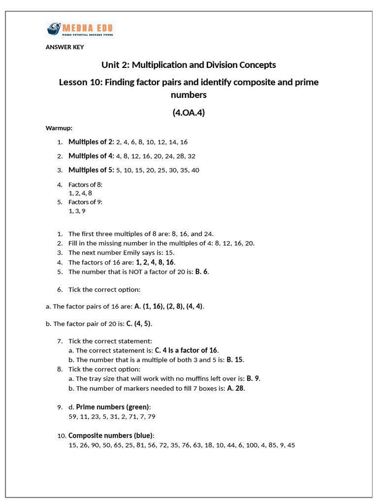 Factor Pairs and Prime Numbers Guide | PDF | Prime Number | Mathematics