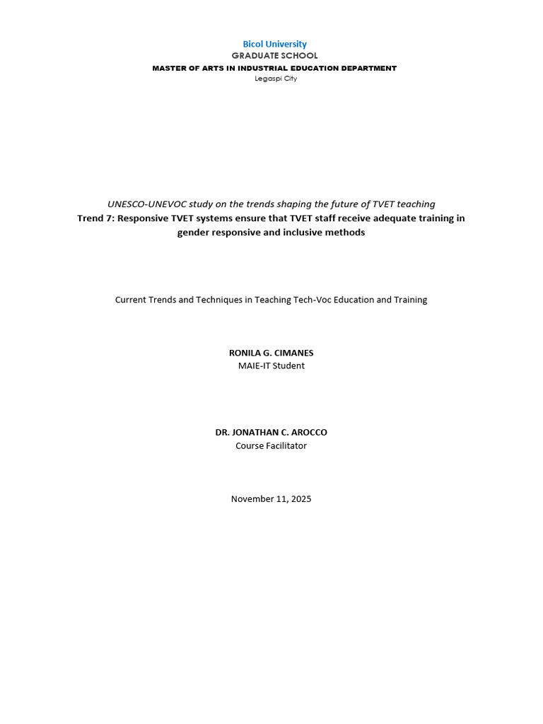 Trend 7 Alignment Matrix_Cimanes_062057 | PDF | Vocational Education ...
