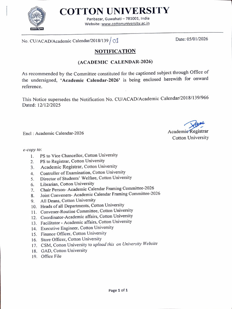 Academic Calender Notification 2026 | PDF | Academic Term | Higher ...