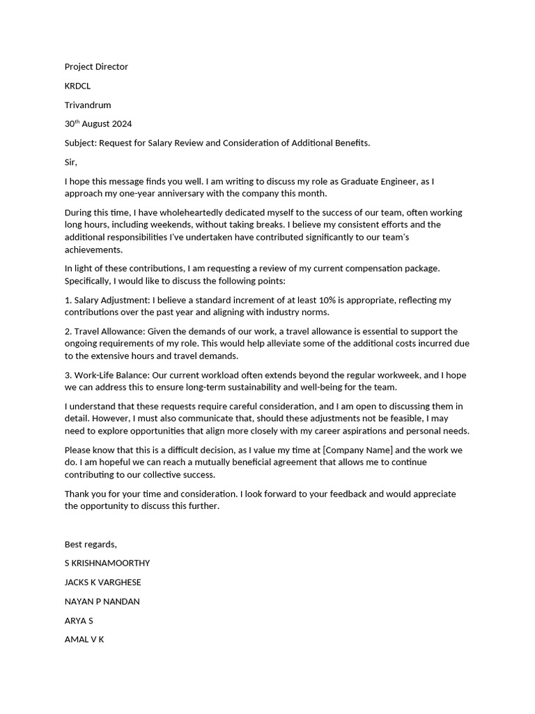 Salary Review Request from Engineer | PDF