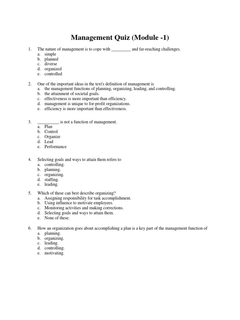 Introduction Quiz | PDF | Resource | Goal