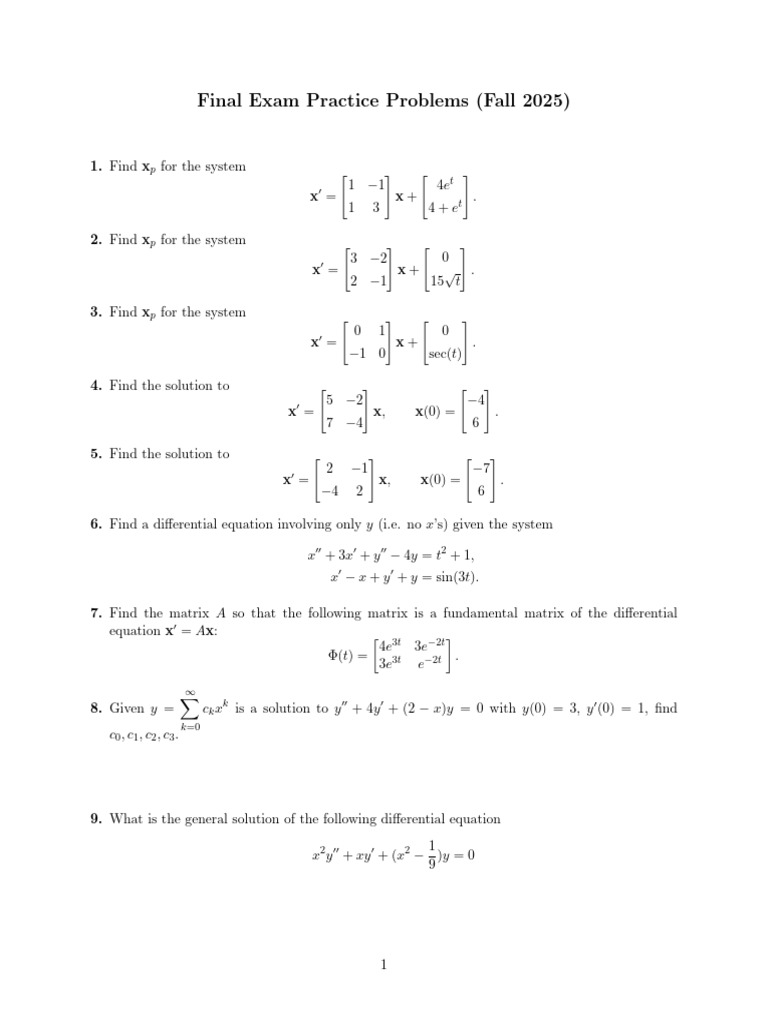 Final Exam Practice | PDF | Fourier Series | Functions And Mappings