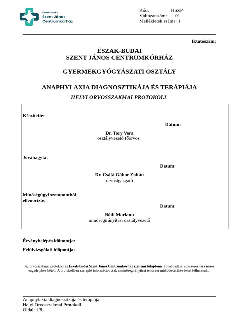 Anaphylaxia Protokoll 2025.01.27. | PDF