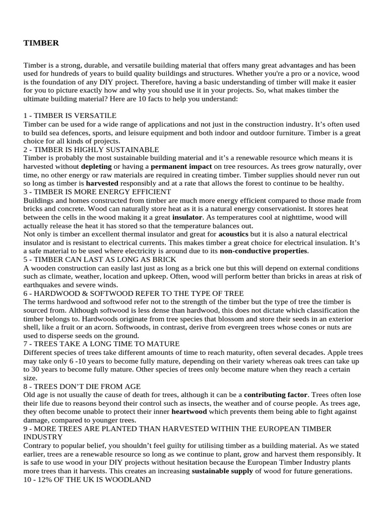 TIMBER 1 | PDF | Trees | Lumber