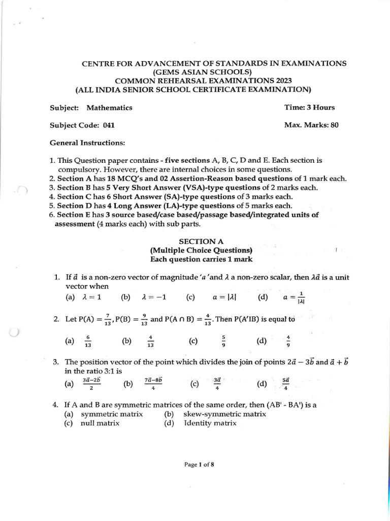 Mathematics 2023 Case | PDF