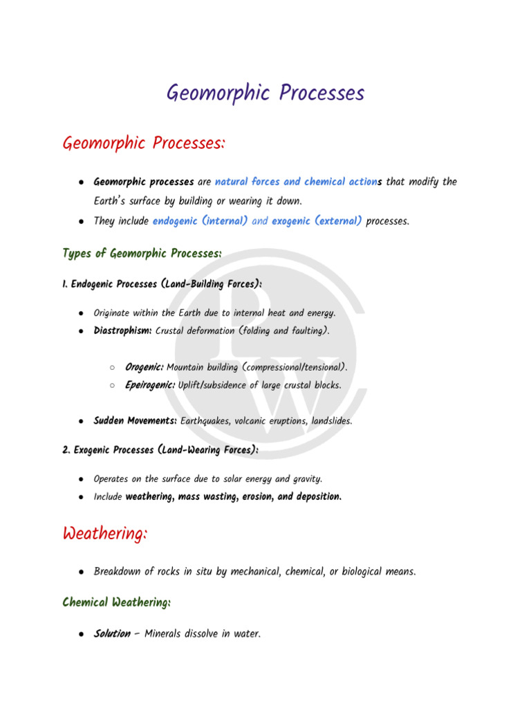 Understanding Geomorphic Processes | PDF | Weathering | Erosion