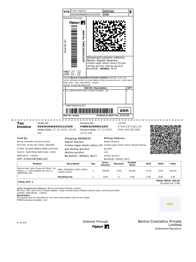 Berina Cosmetics Order Invoices Summary | PDF | Invoice | Payments
