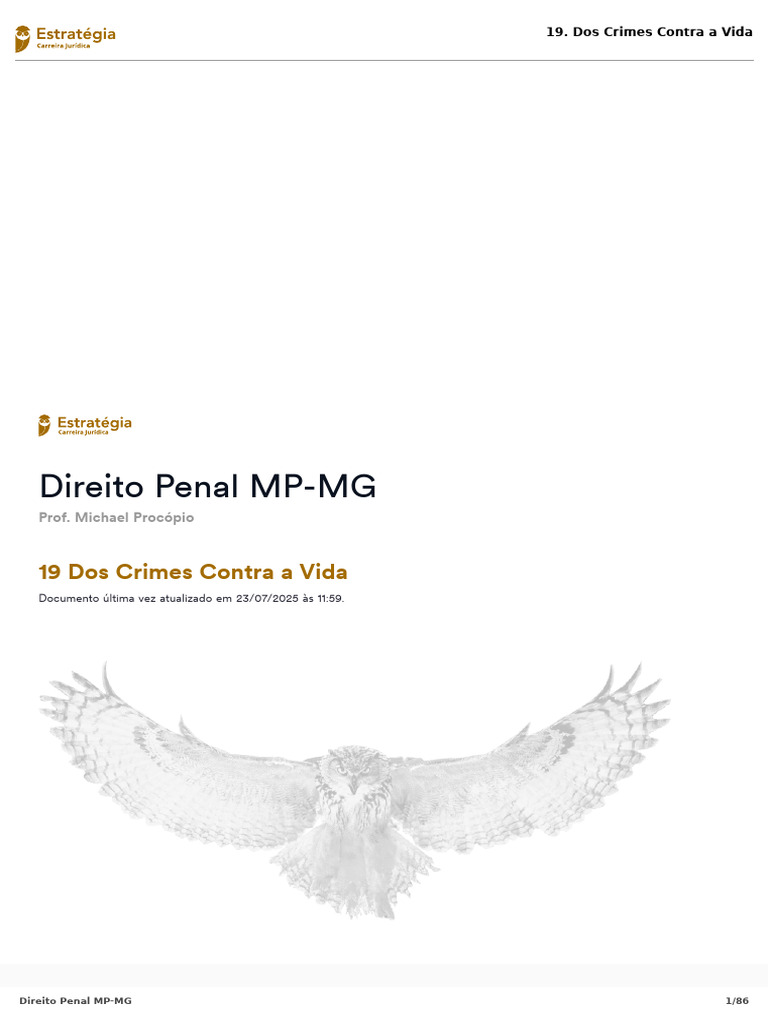 19. Dos Crimes Contra a Vida | PDF | Homicídio | Crimes